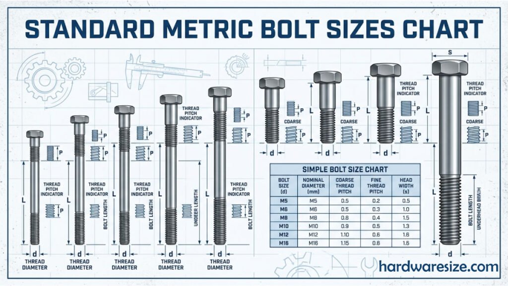 Standard Metric Bolt Sizes Chart – Complete Guide - Hardware Size